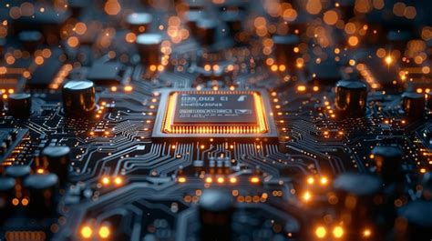Premium Photo An Abstract Digital Chip Computer Processor And Electronic Components On A