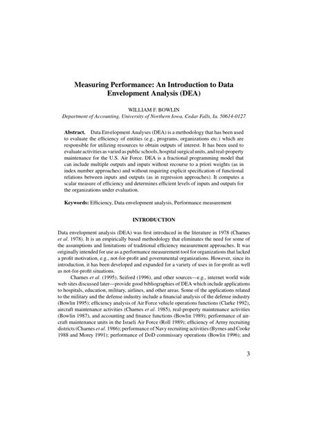 Pdf Measuring Performance An Introduction To Data Envelopment Analysis Dea