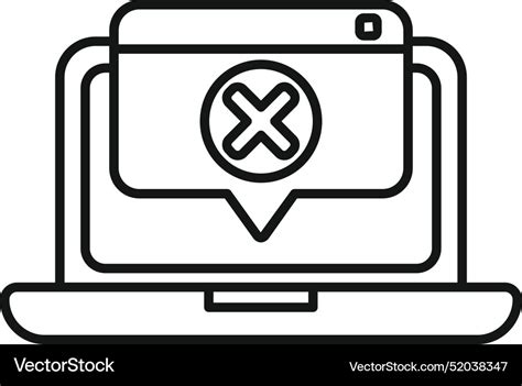 laptop showing error message with cross mark icon vector image
