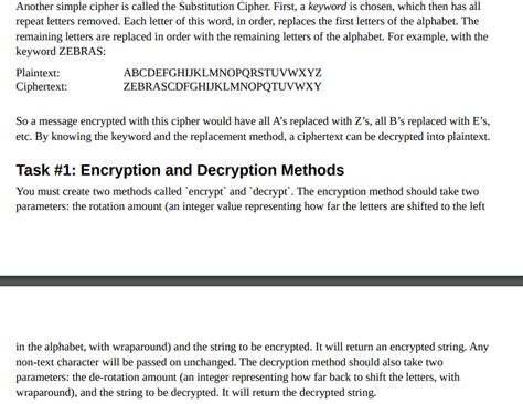 Solved Another Simple Cipher Is Called The Substitution