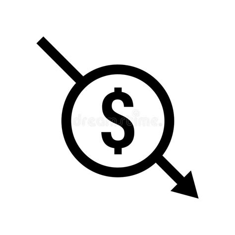 Dollar Decrease Vector Isolated Icon Dollar Crisis Down Arrow Dollar