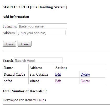 Simple CRUD File Handling System SourceCodester