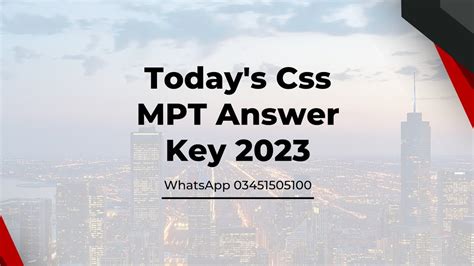 Todays Css Mpt Answer Key 2023 By Fpsc Youtube
