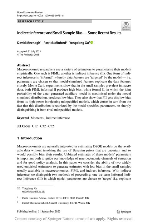 pdf indirect inference and small sample bias — some recent results