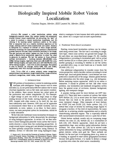 Biologically Inspired Mobile Robot Vision Localization Pdf Visual