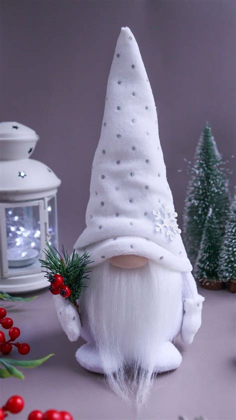 Новогодний гном Белый гном Скандинавский гном Рождественский декор в интернет магазине