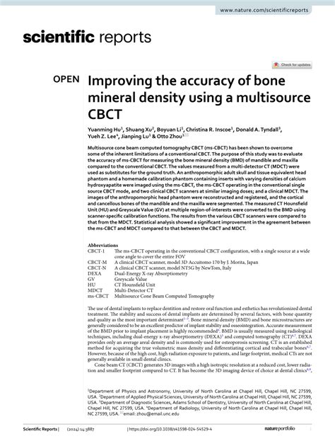 Pdf Improving The Accuracy Of Bone Mineral Density Using A Multisource Cbct