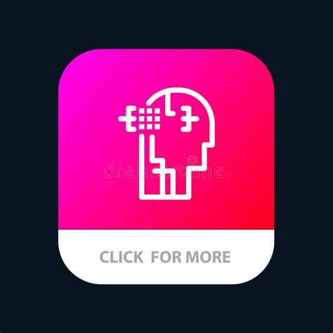 Artificial Human Man Head Mobile App Button Android And Ios Line Version Stock Vector