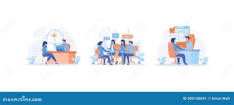 Job Interview Concept Hr Manager And Job Seeker Or Candidate Having Conversation Stock Vector