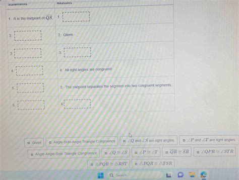 statements reasons given angle side angle triangle congruence ∠