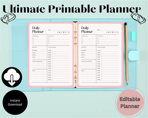 Simple Pale Pink Beige Daily Schedule Planner Printable Daily Planner Daily Schedule Template