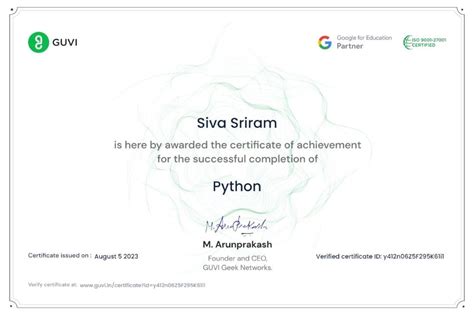 Siva Sriram A B On Linkedin Python Guvi Codingjourney Dev