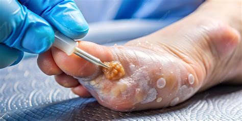 Plantar Wart Removal Closeup Of Doctor Treating Plantar Warts On