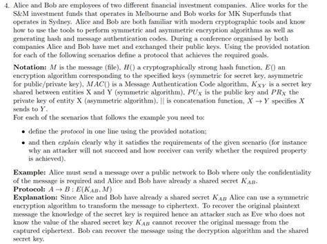 Solved 4 Alice And Bob Are Employees Of Two Different