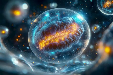 Exploring The Intricate Details Of Cellular Structures In A Vibrant Glowing Representation Of