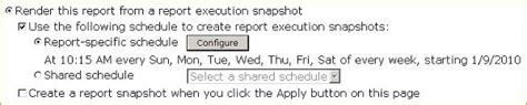SSRS Report Snapshots