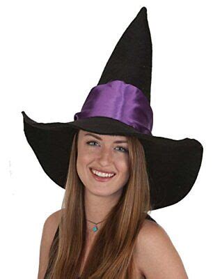 Jacobson Hat Company Black Felt Witch Hat With Purple Satin Ribbon Ebay