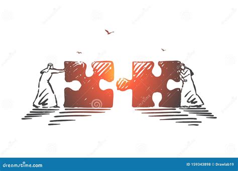 Business Collaboration Cooperation Concept Sketch Hand Drawn Isolated Vector Stock Vector