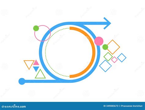 Geometric Of A Colorful Modern Circle With Line Dot Border Isolated On