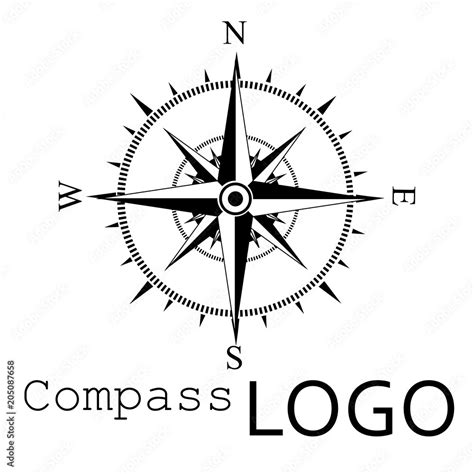 Black And White Compass Logo Vector Icon Rose Of Wind Stock Vector Adobe Stock