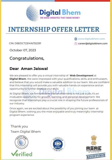Aman Jaiswal On Linkedin Digitalbhem Webdevelopment Internship