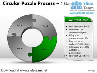 Pieces Pie Chart Circular Puzzle With Hole In Center Process Powerpoint Presentation Slides