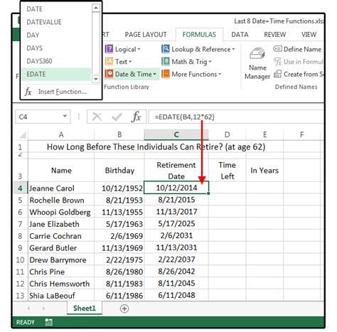 Excel Date And Time Functions Tutorial Edate Yearfrac Eomonth
