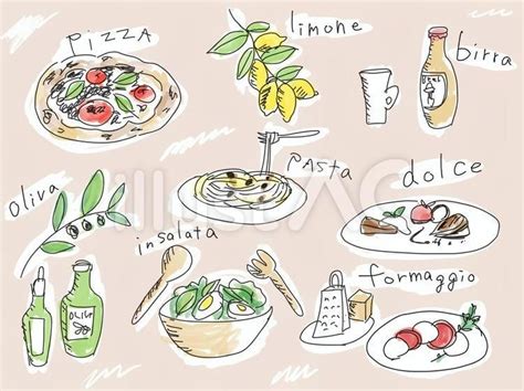 イタリア料理イラスト No 716377／無料イラストなら「イラストac」 Food Illustrations Cute