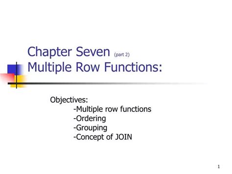 Ppt Chapter Seven Part 2 Multiple Row Functions Powerpoint