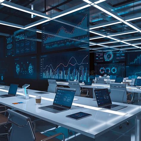 Modern Command Center With Real Time Global Data Visualization On