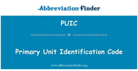 Puic Stands For Primary Unit Identification Code Abbreviation Finder