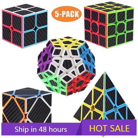Moyu Magic Cube Set 2x2 3x3 Pyramid Megaminx Skew Carbon Fiber Sticker Cubes 5 Pack Shopee