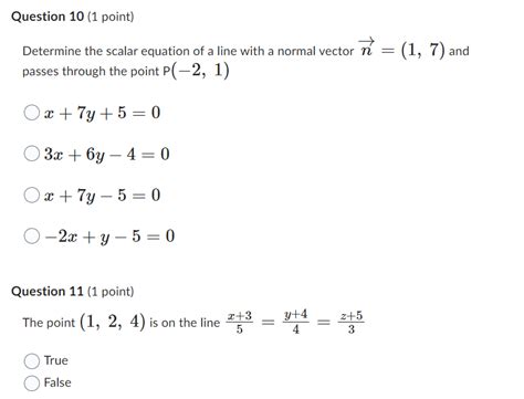 Solved Determine The Scalar Equation Of A Line With A Normal