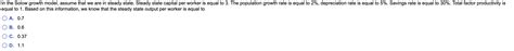 solved in the solow growth model assume that we are in