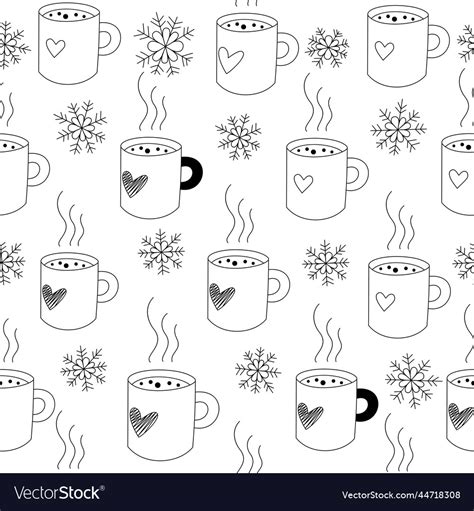 Seamless Pattern Mugs And Snow Royalty Free Vector Image