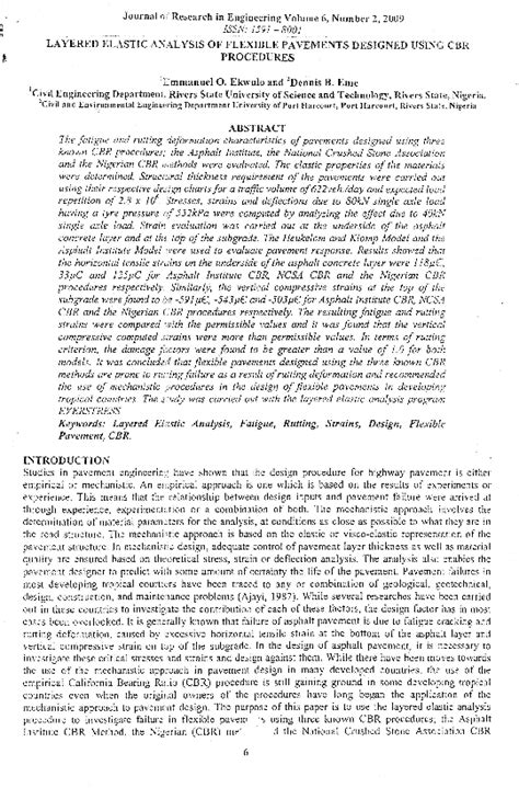 Pdf Layered Elastic Analysis Of Flexible Pavements Designed Using Cbr Procedures