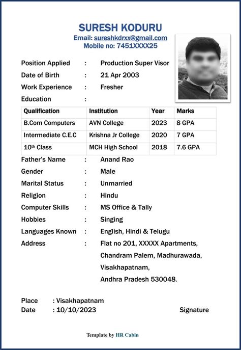 25 Simple Bio Data Formats For Job Pdf And Word Free Download Bio