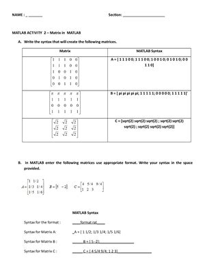 Matlab 1 1 Navigating Matlab Windows And Basic Functions NAME