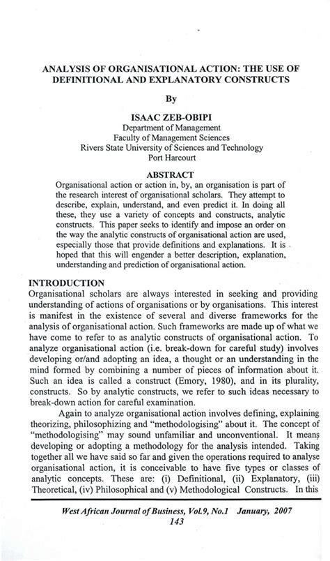Pdf Analysis Of Organisational Action The Use Of Definitional And