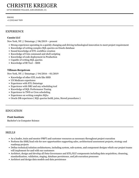 Datastage Resume Samples Velvet Jobs