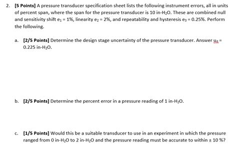 Solved Points A Pressure Transducer Specification Chegg