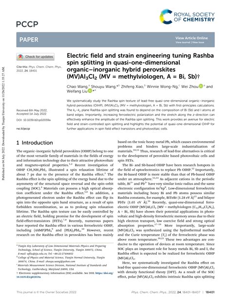 Pdf Electric Field And Strain Engineering Tuning Rashba Spin Splitting In Quasi One