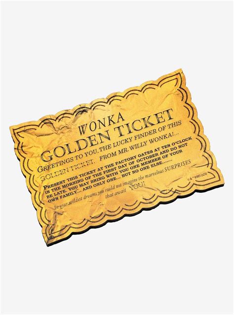 Willy Wonka And The Chocolate Factory Golden Ticket Figural Magnet