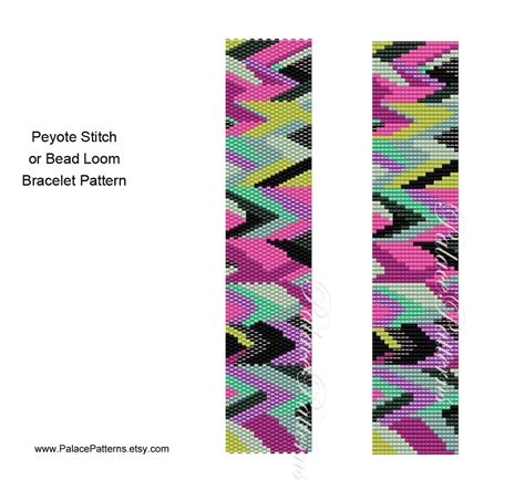 Chevron Beaded Bracelet Pattern Chevron1 Even Count Peyote Stitch