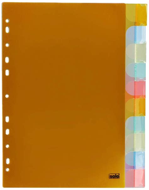 DishanKart File Separator Index Divider 11 Hole Punched A4 Size Set Of 10 Multicolor Tabs