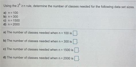 solved using the 2k n rule determine the number of classes