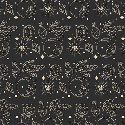 Free Vector Hand Drawn Celestial Pattern Design