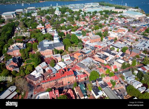 Aerial Colonial Annapolis Historic District High Resolution Stock