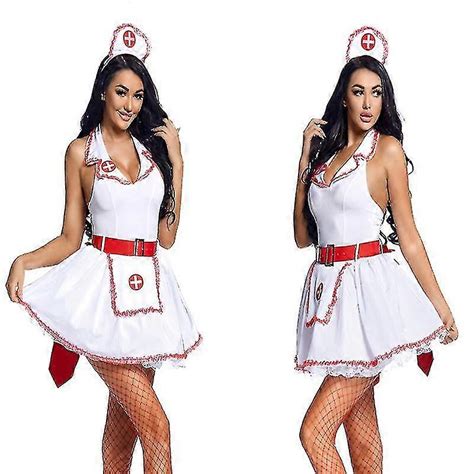 Carnival Halloween Lady Head Nurse Costume Classic Hospital Uniform