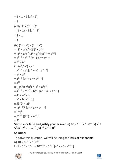 NCERT Solutions For Class Maths Chapter Exponents And Powers